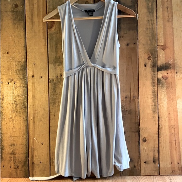 Timing | Dresses | Euc Timing Grey Dress Deep V With Back Tie | Poshmark